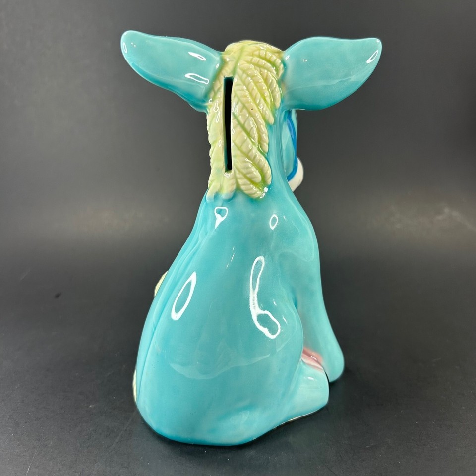 Lefton Japan Ceramic Hand Painted Turquoise Blue Donkey Bank H5958 | eBay