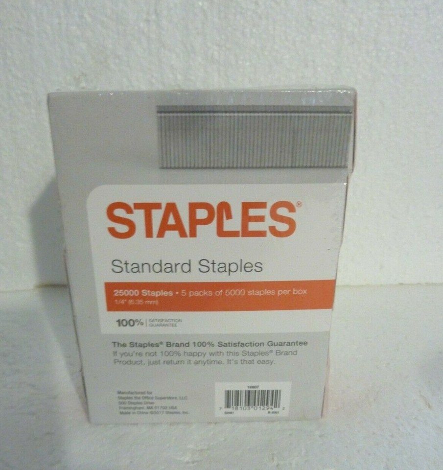 Lot of 5 New Sealed Staples Brand Standard Staples 5 Boxes for 25,000 ...