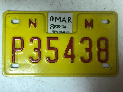 March 2008 NEW MEXICO Motorcycle License Plate P35438 | eBay
