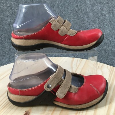 Romika Shoes Womens 7.5 Milla Mule Clogs Red Leather Hook & Loop Slip ...