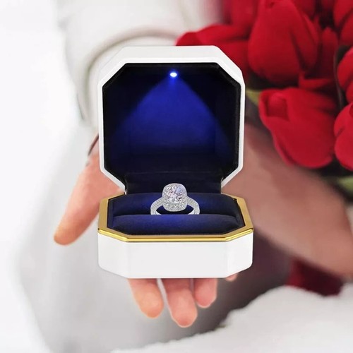 Diamond Ring Box with Led Light Jewelry Box Wedding Proposal Engagement ...