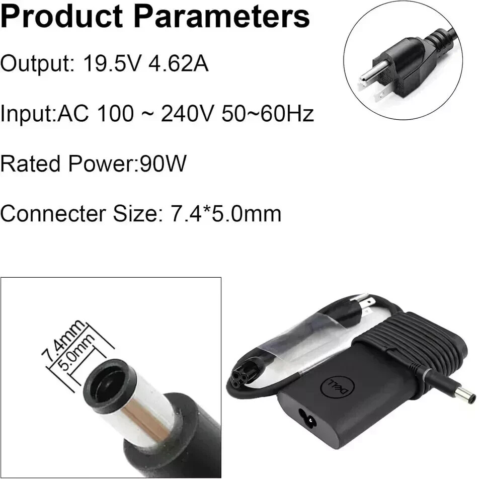 OEM Genuine Dell 90W 19.5V LA90PM130 6C3W2 C9HYX AC Power Adapter ...