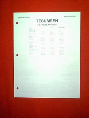 TECUMSEH 4 STROKE ENGINE SERVICE MANUAL SNOWTHROWER ETC | eBay