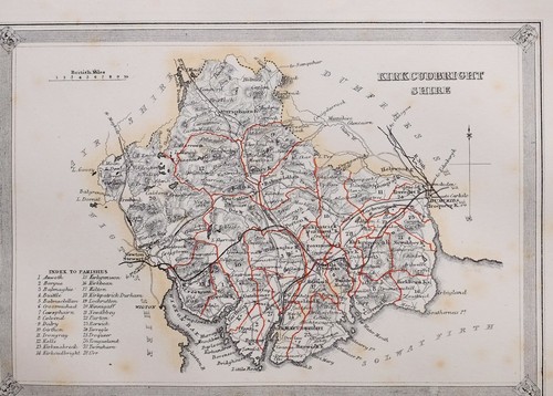1868 SCOTTISH MAP KIRKCUDBRIGHT SHIRE KELLS GROSSMICHAEL BUITTLE ...