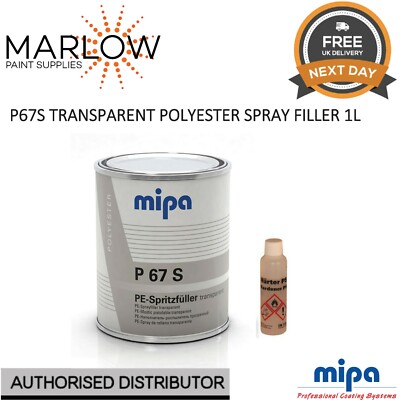 MIPA P67S TRANSPARENT CARBON FIBRE REPAIR POLYESTER SPRAY FILLER 1LTR ...