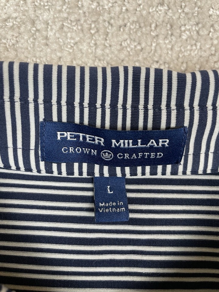 Peter Millar Polo Shirt Men’s Size L Crown Crafted Performance Navy Striped | eBay
