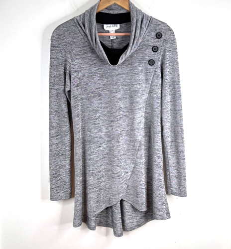 Joseph Ribkoff Tunic Top 8 Grey Asymmetric Cowl Neck Preppy Classic ...
