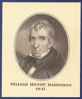 VINTAGE AMERICAN BANK NOTE Co. ENGRAVING: PRESIDENT WILLIAM H. HARRISON ...