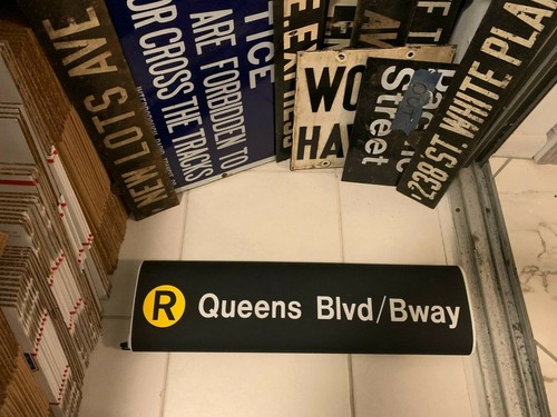 NY NYC SUBWAY ROLL SIGN BROADWAY MANHATTAN R TRAIN QUEENS BOULEVARD BAY ...