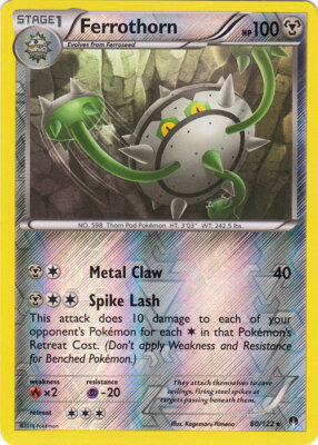 Pokemon - Ferrothorn - 80/122 - Rare - Reverse Holo - XY - BREAKPoint ...