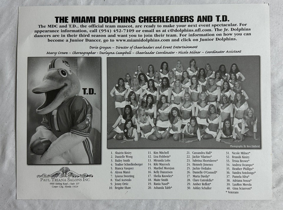 2003 2004 Miami Dolphins NFL Football Cheerleaders Promo Ad 8”x11 ...
