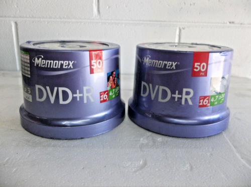 100 Memorex DVD+R Pack Spindle 16X-4.7G-120 Min Blank Media Discs New ...