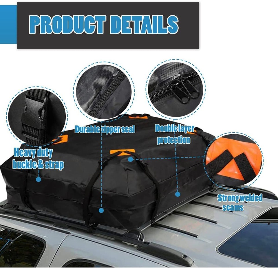 21 Cubic Feet Rooftop Cargo Carrier Bag Roof Top Luggage Bag For SUV ...