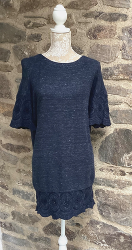 Pretty White Stuff ladies dress size 16 blue linen mix jumper dress ...