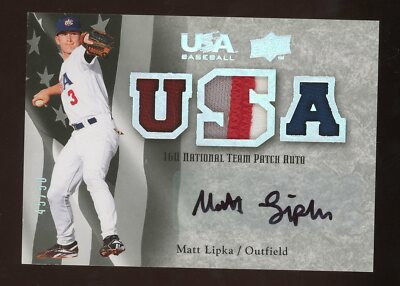 Matt Lipka 2008 Topps USA Baseball Auto Rookie Patch #d 43/50 National ...