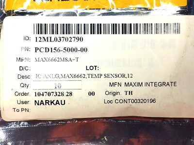 MAX6662MSA+ MAXIM SENSOR TEMPERATURE SPI 8SOIC 5 PIECES | eBay