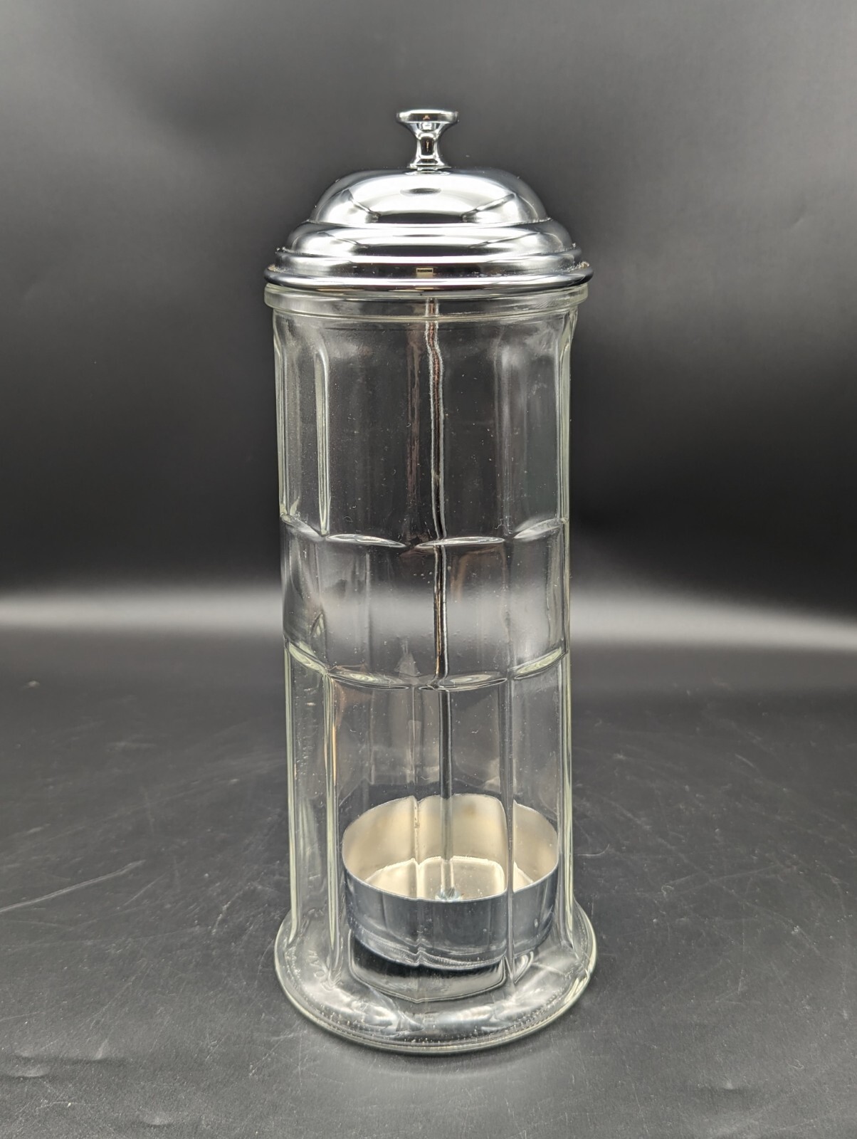 Clear Glass And Chrome Straw/ Pickle Dispenser Made in USA | eBay