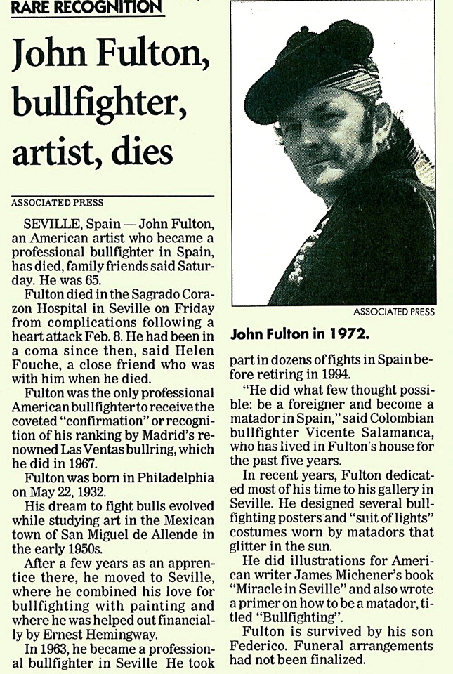 LAMENT for the DEATH of a MATADOR - JOHN FULTON SHORT & GARCIA LORCA ...