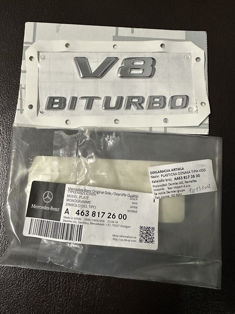 Original MERCEDES G63 AMG V8 Biturbo Badge A4638172600 for sale online ...