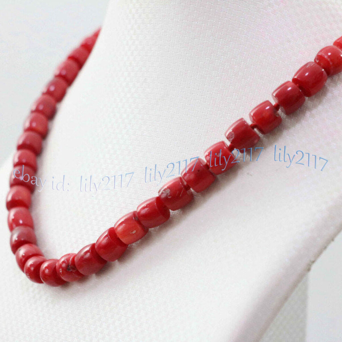 8-10mm Natural Red Coral Irregular Barrel Gemstone Beaded Necklaces 14 ...