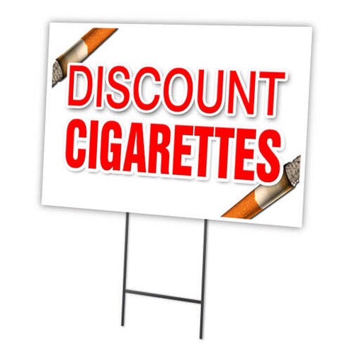 Discount Cigarettes Yard Sign & Stake outdoor plastic coroplast window ...