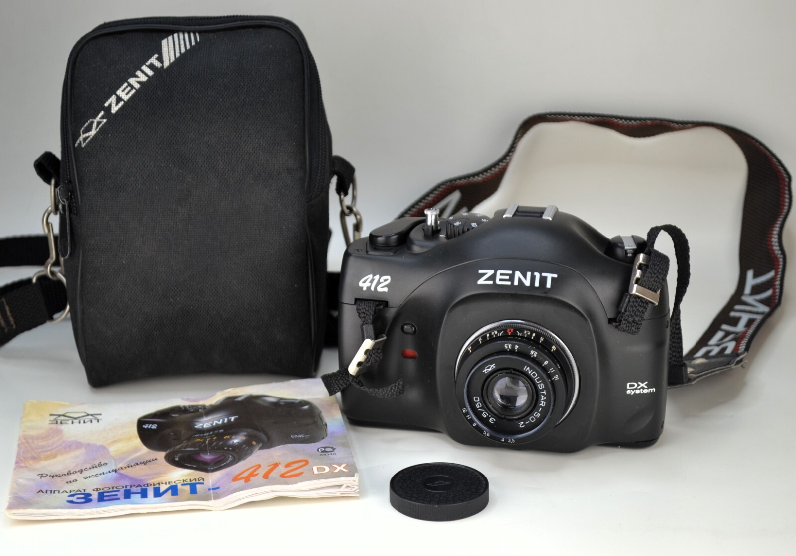 NEAR EXC! SOVIET "ZENIT-412 DX" SLR camera + INDUSTAR-50-2 lens, f3.5/ ...