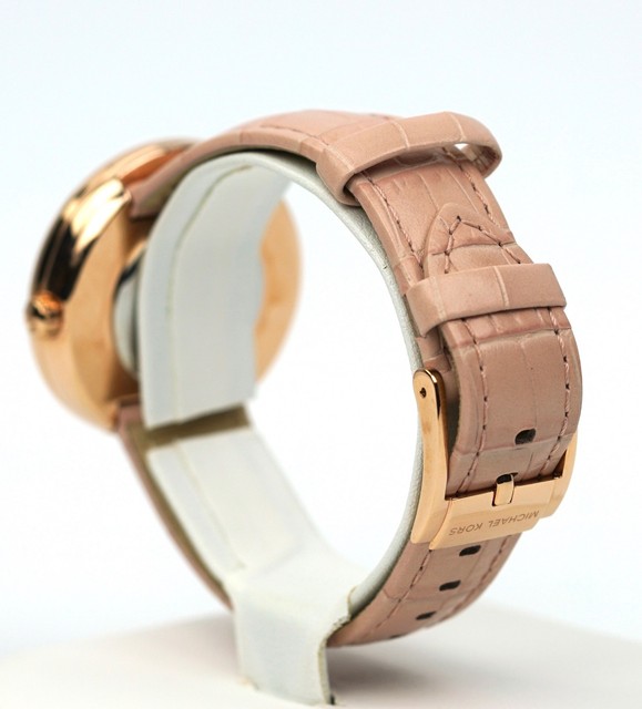 Michael Kors Courtney Rose Gold Glitz Blush Pink Leather 36mm Watch ...