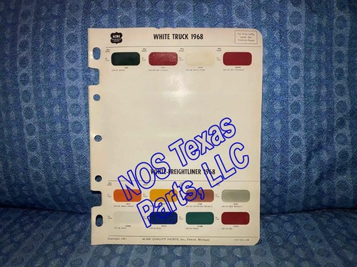 1968 White Truck & White-Freightliner Original Acme Paint Color Chip ...