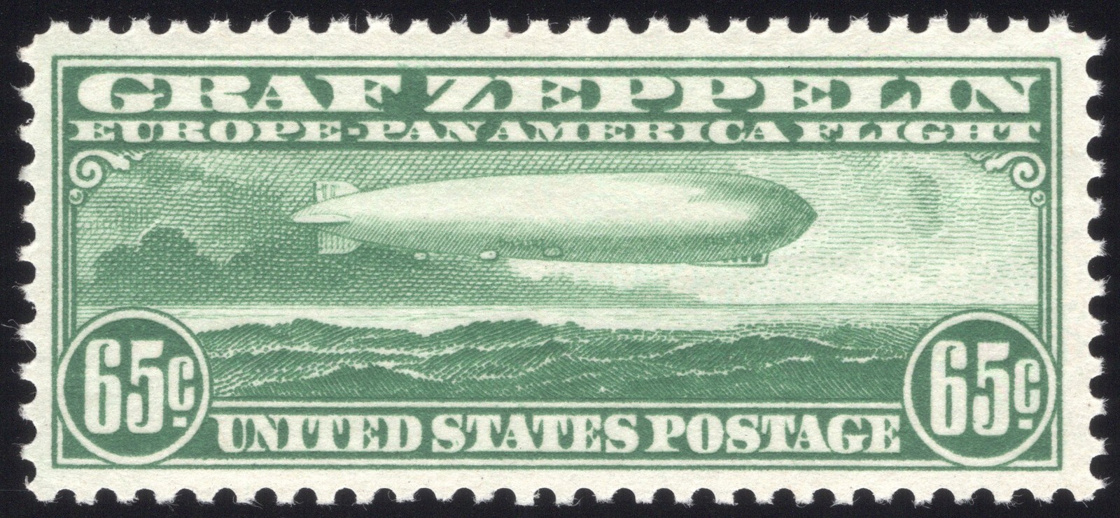 U.S. (Scott C13) Airmail 65¢ Green GRAF Zeppelin, Mint-OG-NH VF+ | eBay