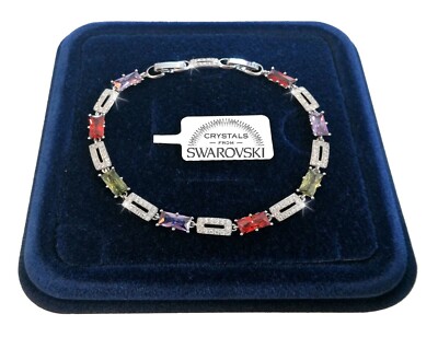 Braccialetto Tennis Rombo Donna,pl.oro Bianco 18k con Cristalli ...