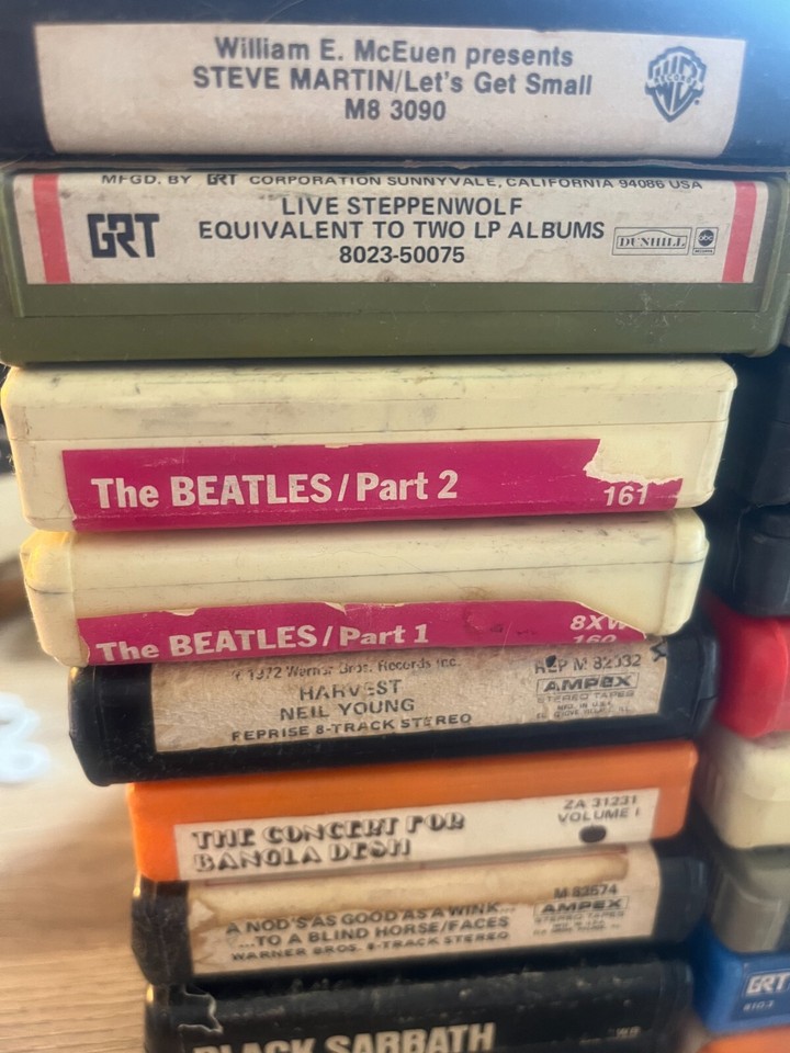 Lot of 18 60s-70s 8-track tapes UNTESTED Beatles Bruce Springsteen ...