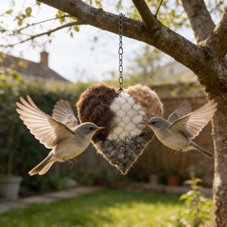 Fiber Bird Nesting Heart, Birds Nests Material Holder, Hummingbird Nest ...