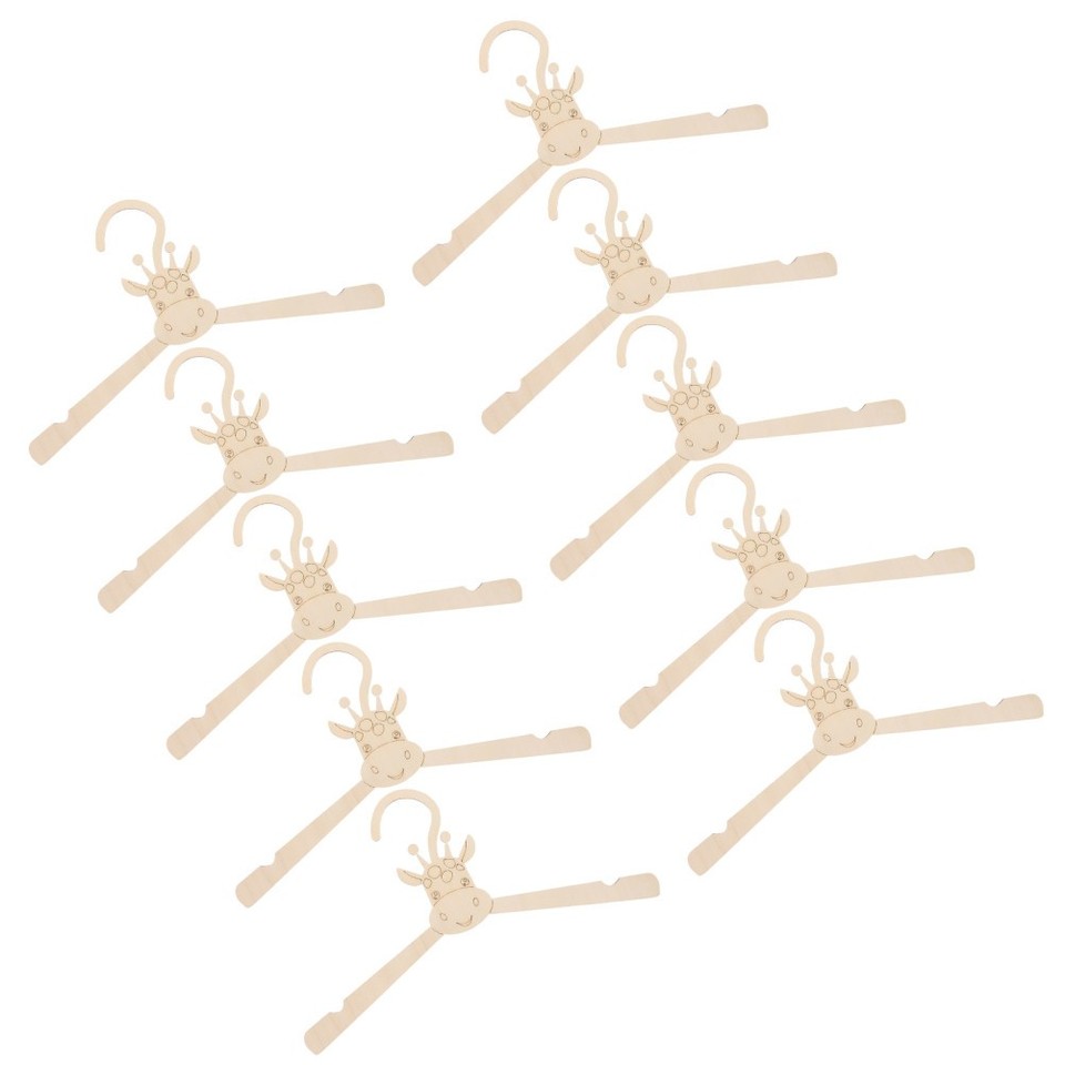 10pcs Wooden Baby Clothes Hangers: Cartoon Animal DIY Blank Hangers ...