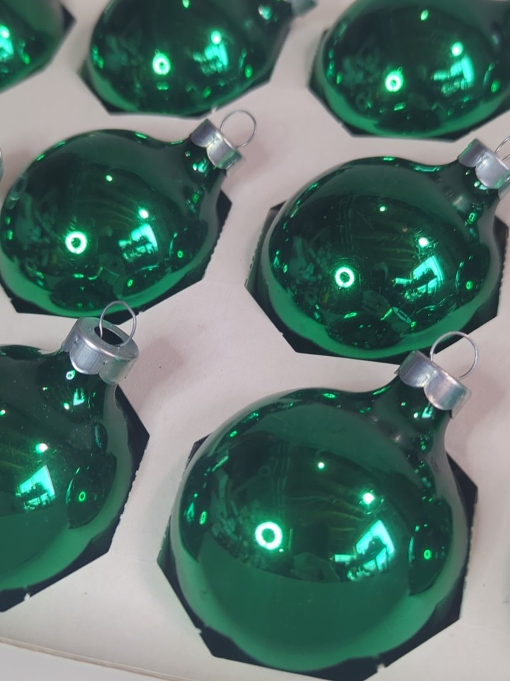 Lot Of 18 Vintage Rauch Emerald Green Glass Christmas Ornaments 1125A ...
