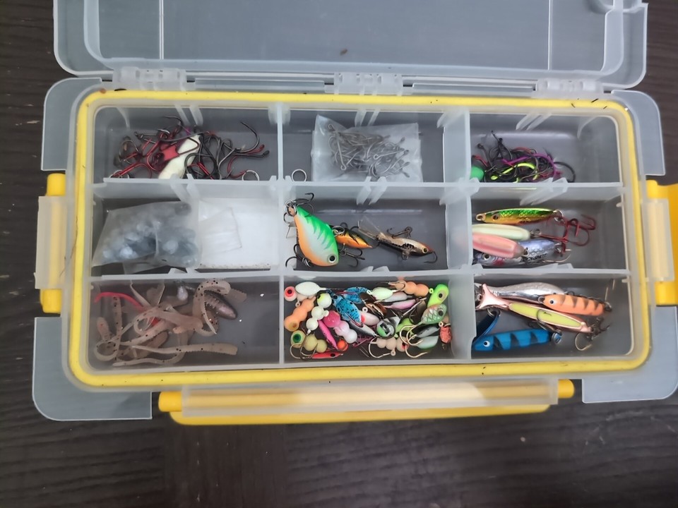 Lot Of Ice Fishing Jigs Buck-Shot Rapala Jigging Rap Hooks Weights ...