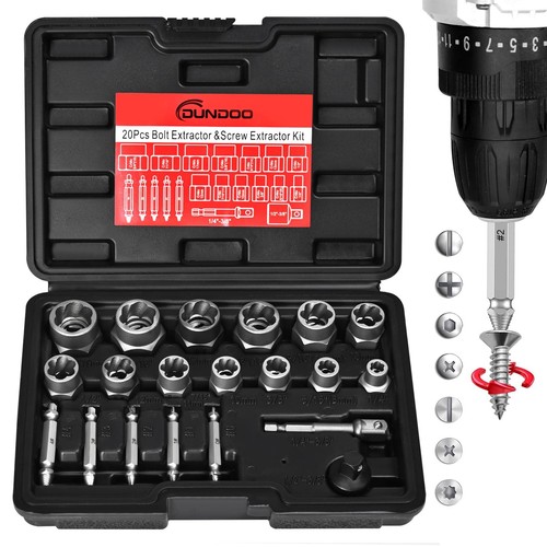 20PCS Bolt Extractor Set, Easy Out Screw Extractor Kit, 3/8" Drive ...
