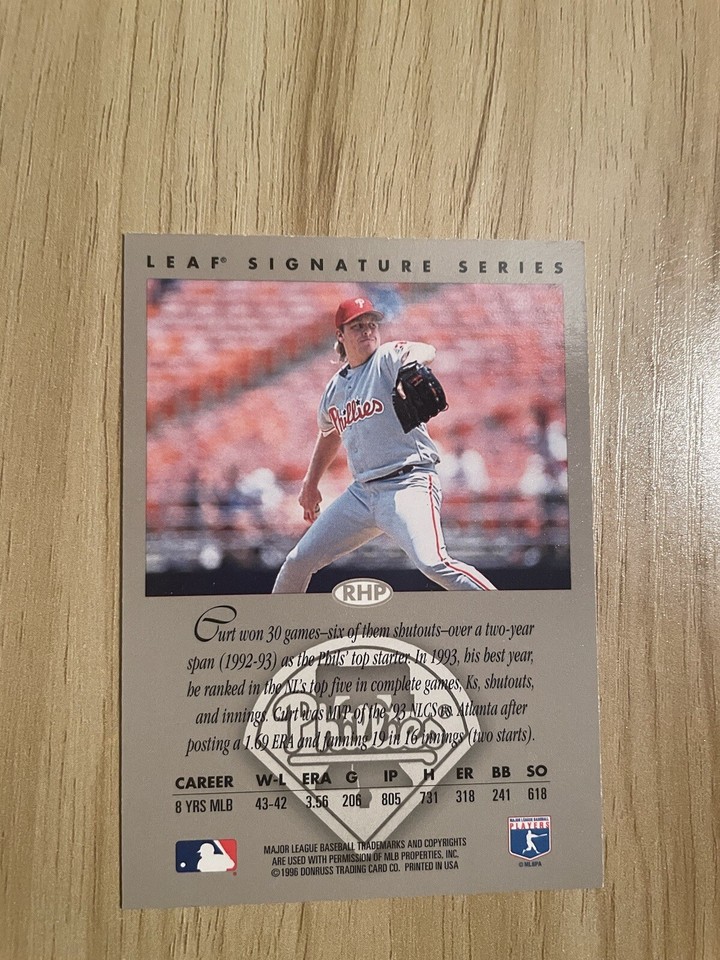 1996 Leaf Signature Series Curt Schilling Bronze Autograph Auto | eBay