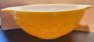 Vintage Orange Pyrex Sunflower Pattern Cinderella 4 Quart Nesting Bowl ...