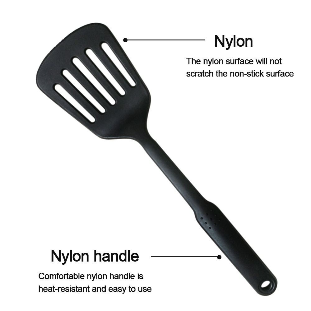 Solid Non Stick Heat Resistant Cooking Tool Slotted Spoon Black Nylon | eBay Australia