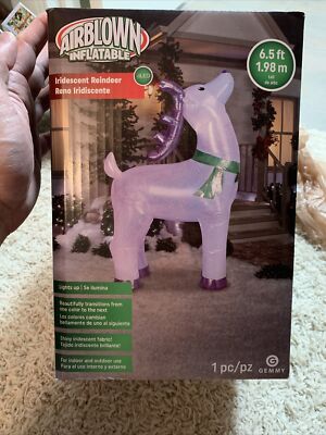 Airblown Inflatable Iridescent Light Up Reindeer Led 6.5ft Gemmy New In ...