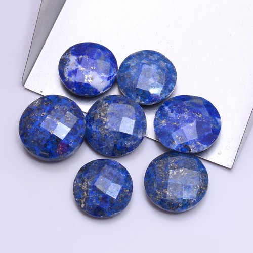 7 Pcs Natural Lapis Lazuli Round Checker Cut Untreated 14mm-16mm Loose ...