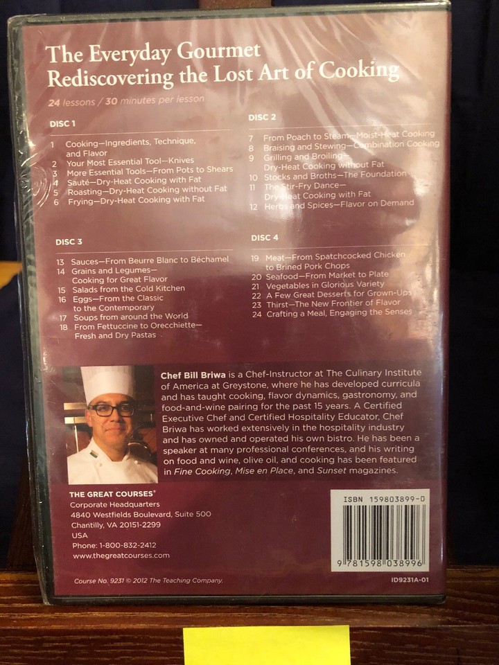GREAT COURSES The EVERYDAY GOURMET Rediscovering LOST ART of COOKING 4 ...