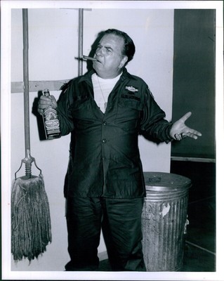 1976 Photo Actor Don Stout Drinking Smoking Mop Trashcan Shrugging ...