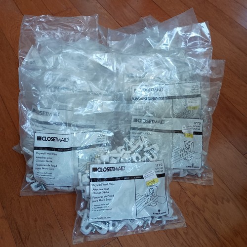 11 Closetmaid 1770 Preloaded Drywall Back Wall Clips, 48 Packs = 528 ...