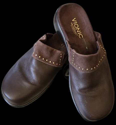 Vionic Clogs Womens 6 Brown Suede Studded Mules Shoes | eBay