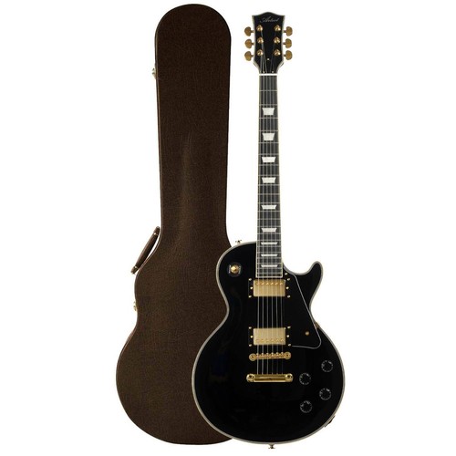 Artist AP97BB Black Electric Guitar w/ Bullbucker Pickups w/ Brown Hard ...