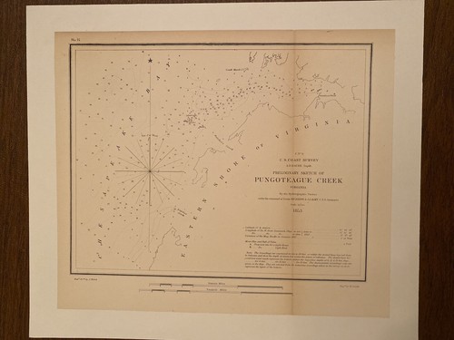 1853US Coast Survey ,AD Bache Rare Map Eastern Shore Virginia ...