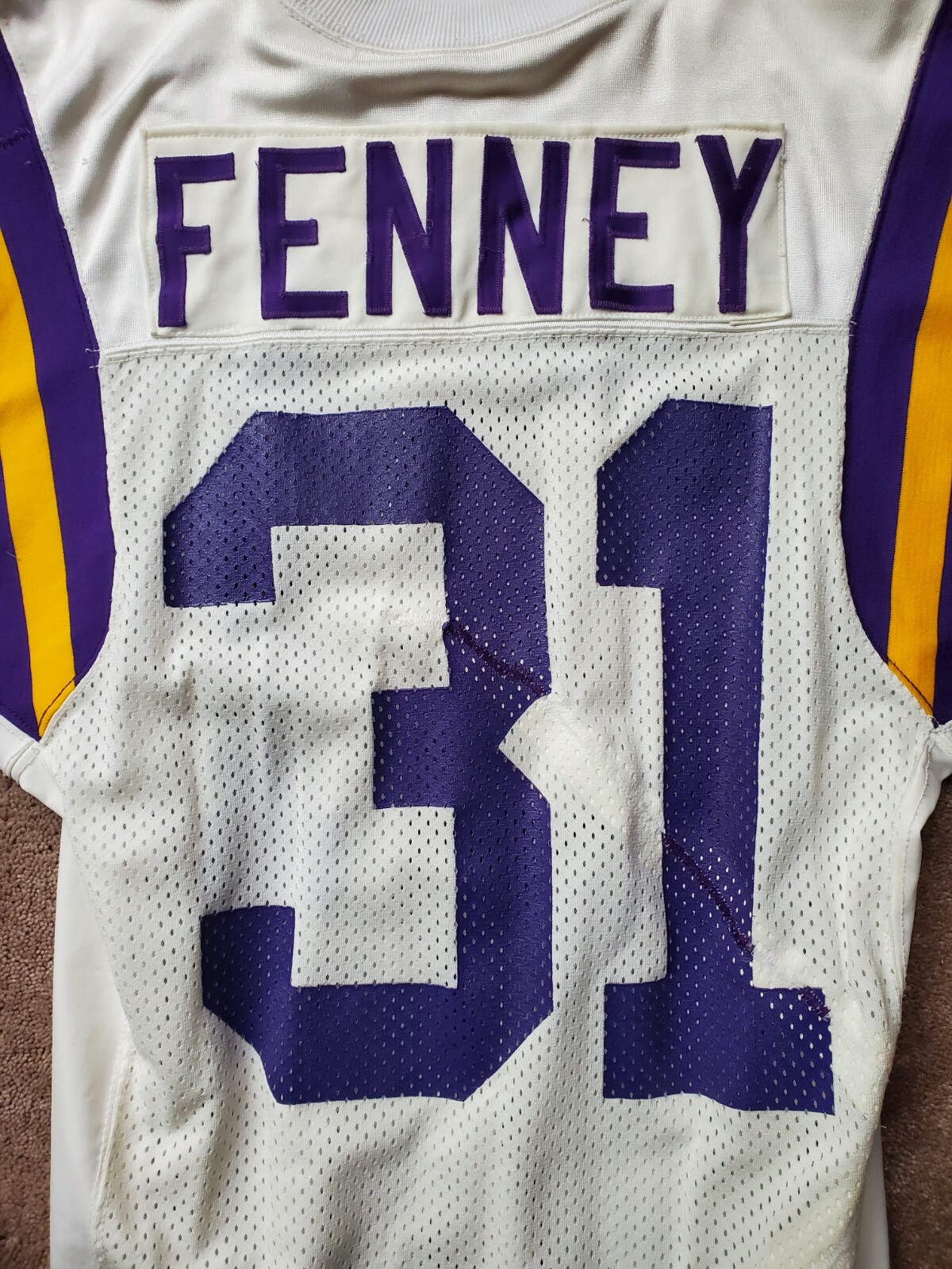 Vintage Minnesota Vikings #31 Rick Fenney Sand-Knit Game USED Football ...