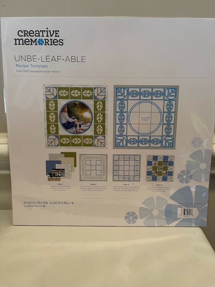 Creative Memories UNBE-LEAF-ABLE Recipe Template reusable mylar Stencil ...