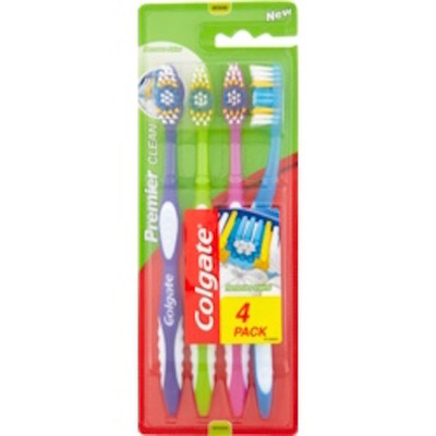4x Colgate Premier Clean Medium Adult Family Manual Toothbrush Pack ...